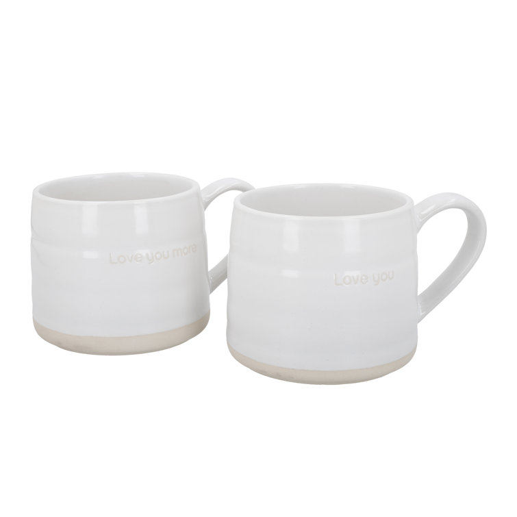 Mikasa Farmhouse Love Ceramic Mugs, Set of 2, 380ml, White | Wayfair.co.uk